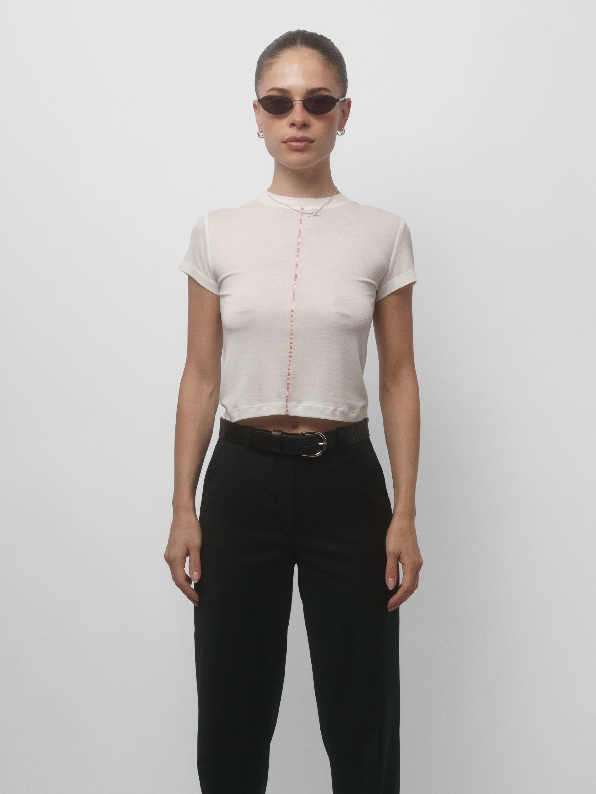 The Lair Apparel Matilda Ladder Stitch Tee White